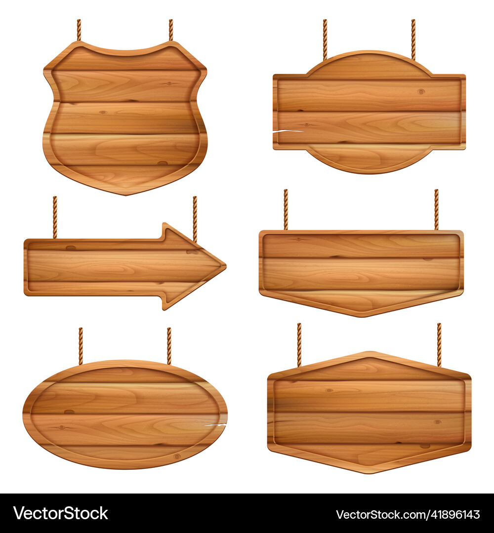 Realistic wooden boards advertizing banners Vector Image