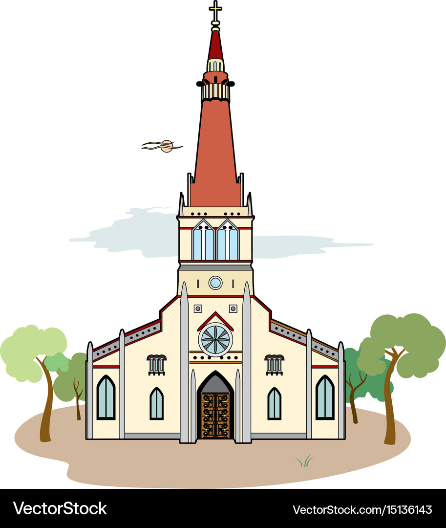Red roof church Royalty Free Vector Image - VectorStock
