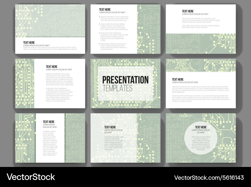 Set of 9 templates for presentation slides Vector Image