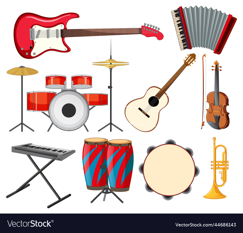 Set of various musical instruments Royalty Free Vector Image