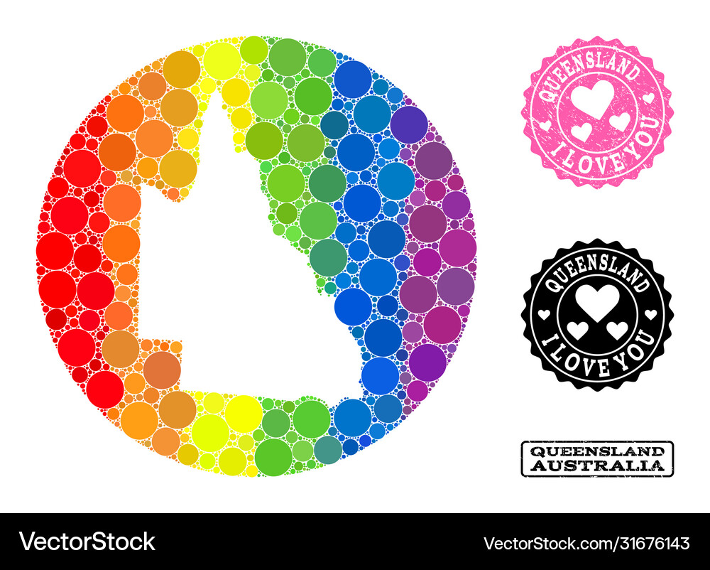 Spectrum mosaic hole round map australian Vector Image