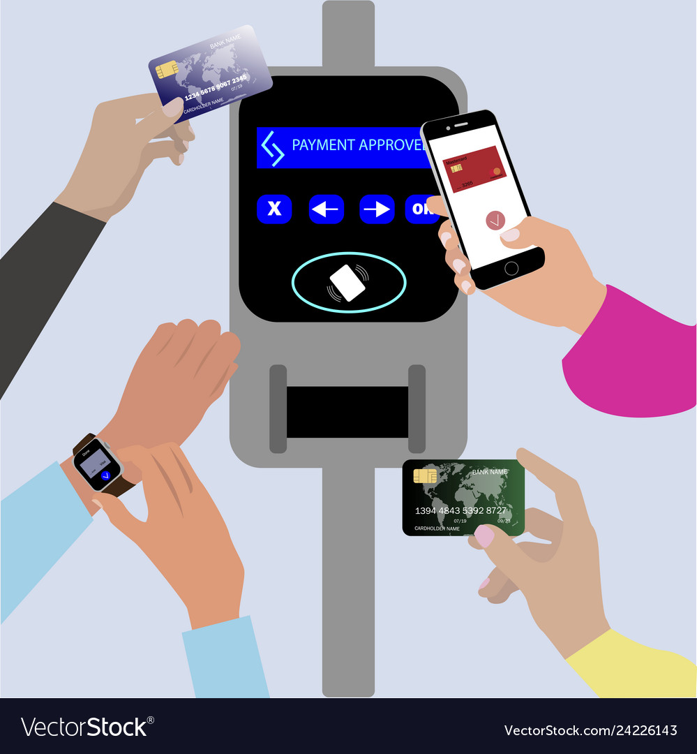 Wireless contactless cashless payments card and Vector Image