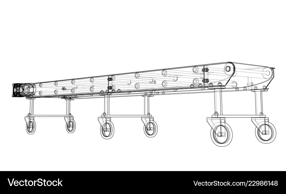 3d outline conveyor belt rendering of Royalty Free Vector