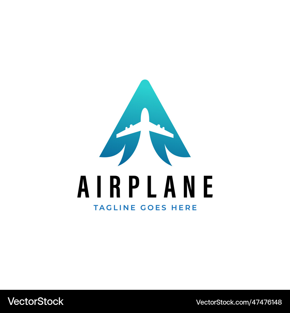 Airplane logo on the letter Royalty Free Vector Image