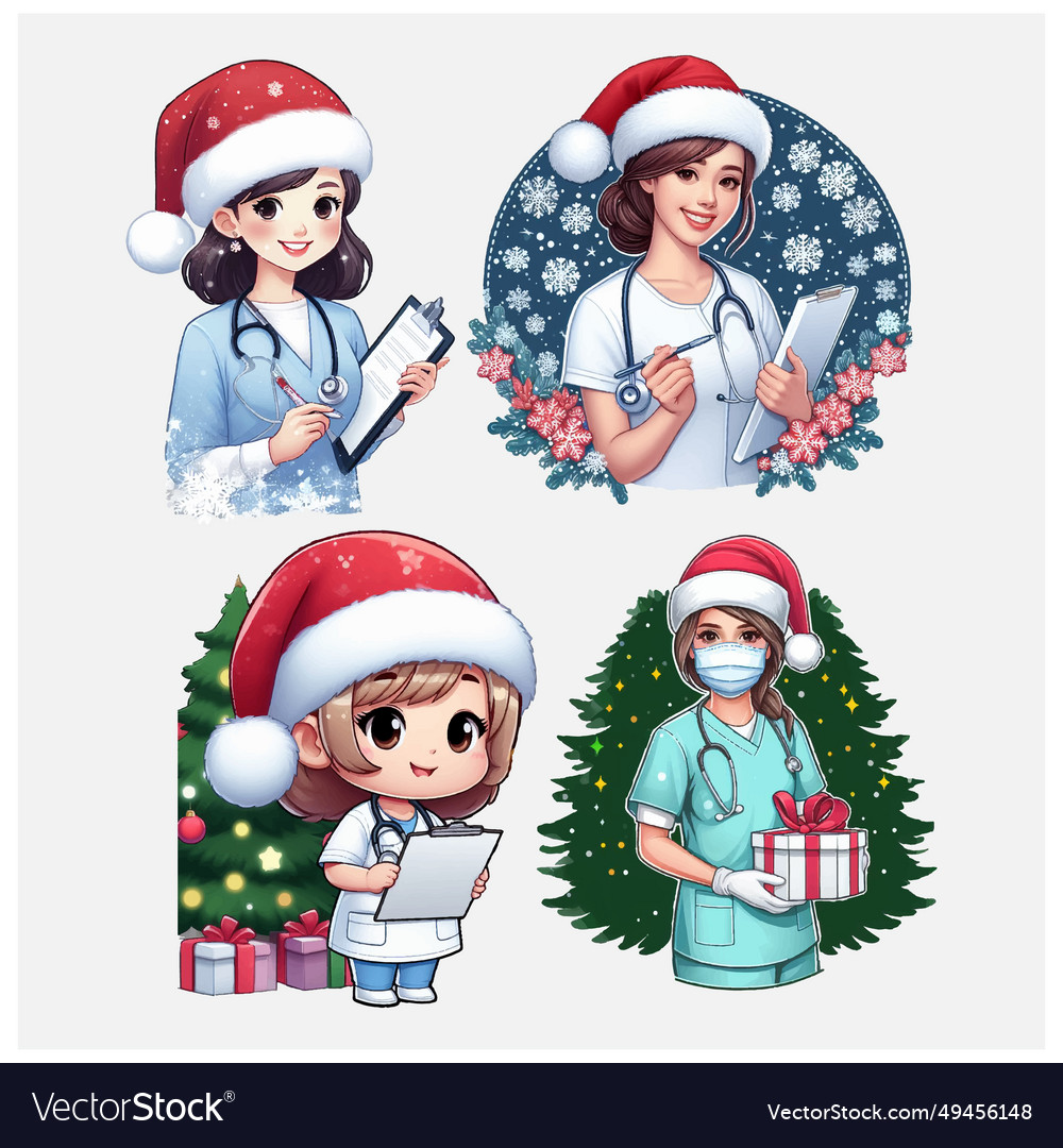 Christmas nurse file Royalty Free Vector Image