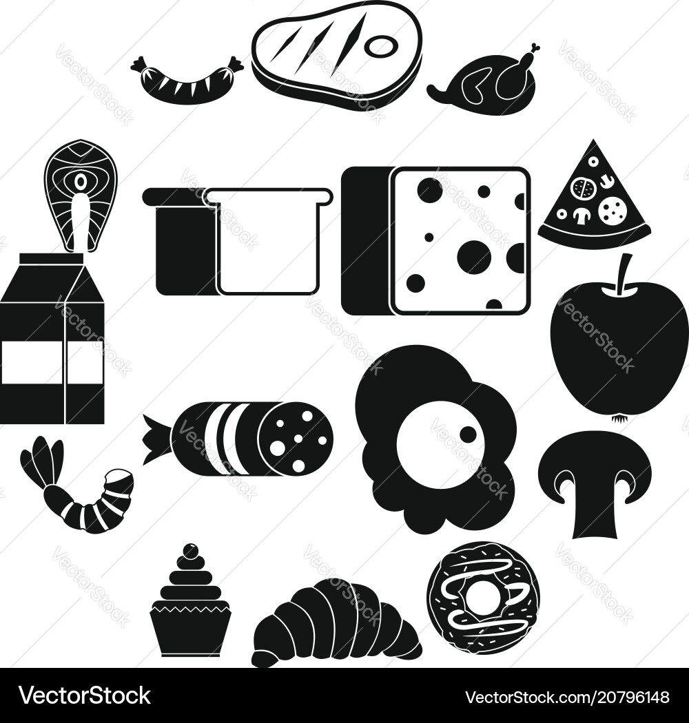 Food icons set simple style Royalty Free Vector Image