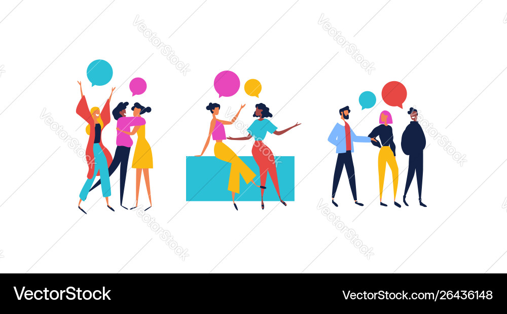 Friend set people talking on isolated background Vector Image