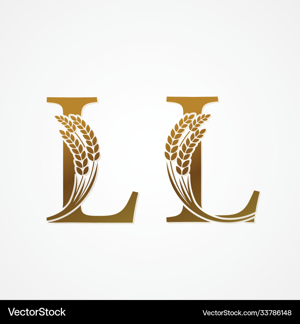 Gold letter with rice for logo design Royalty Free Vector
