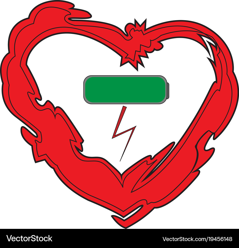 Heart and charged battery icon Royalty Free Vector Image