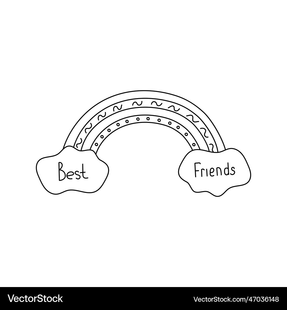 Rainbow friendship in doodle style Royalty Free Vector Image