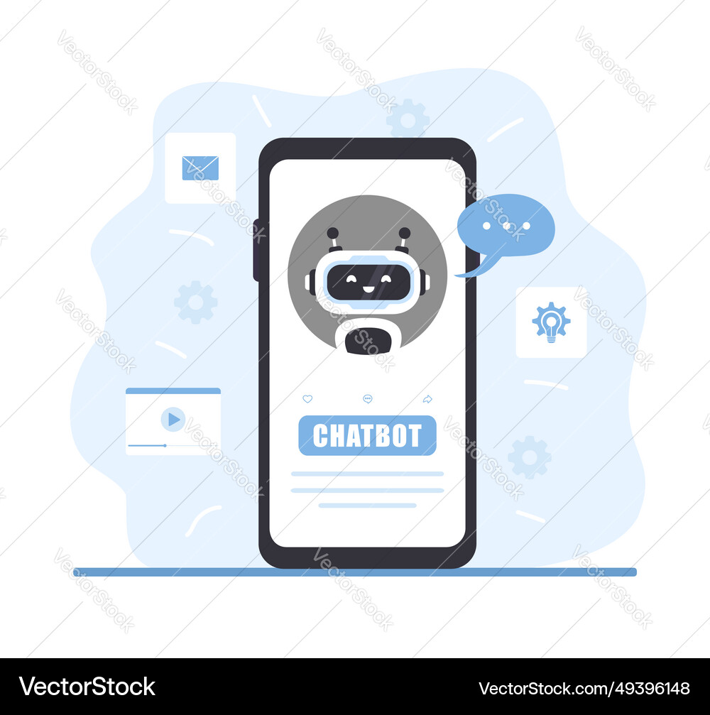 Robot chatbot on smartphone screen ai business Vector Image