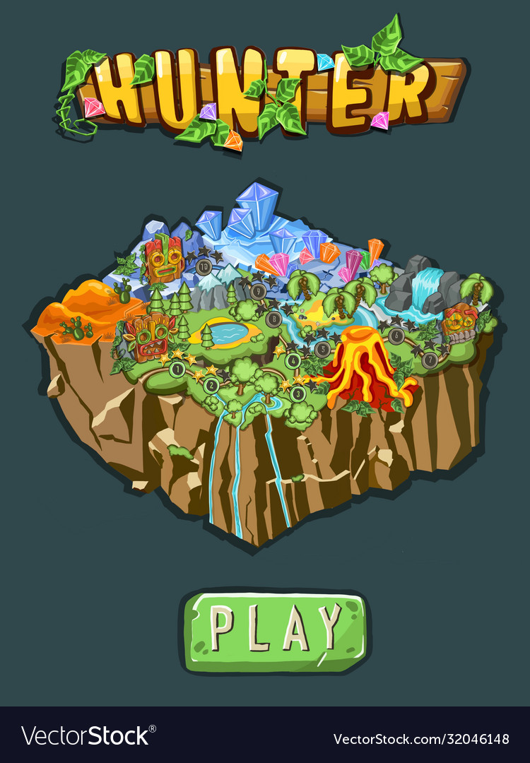 Set level maps assets game map for casual Vector Image