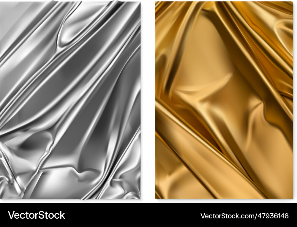 Silver and gold texture foil fabric 3d realistic Vector Image