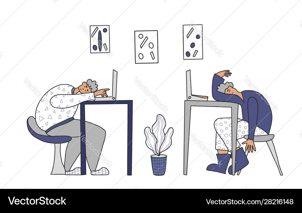 Tired person sitting and sleeping design Vector Image