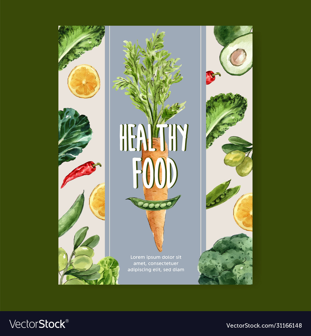 Vegetable watercolor paint collection fresh food Vector Image