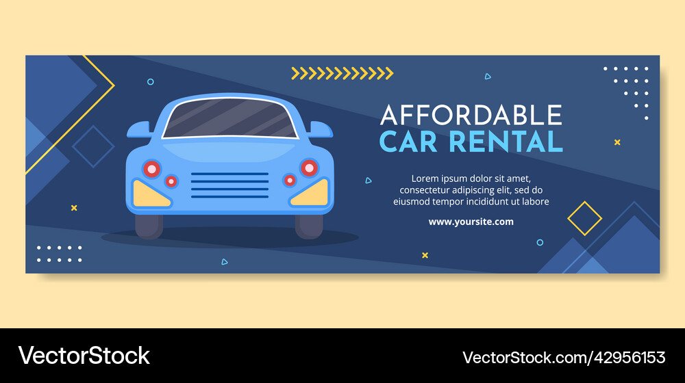 Car rental social header cover template flat Vector Image
