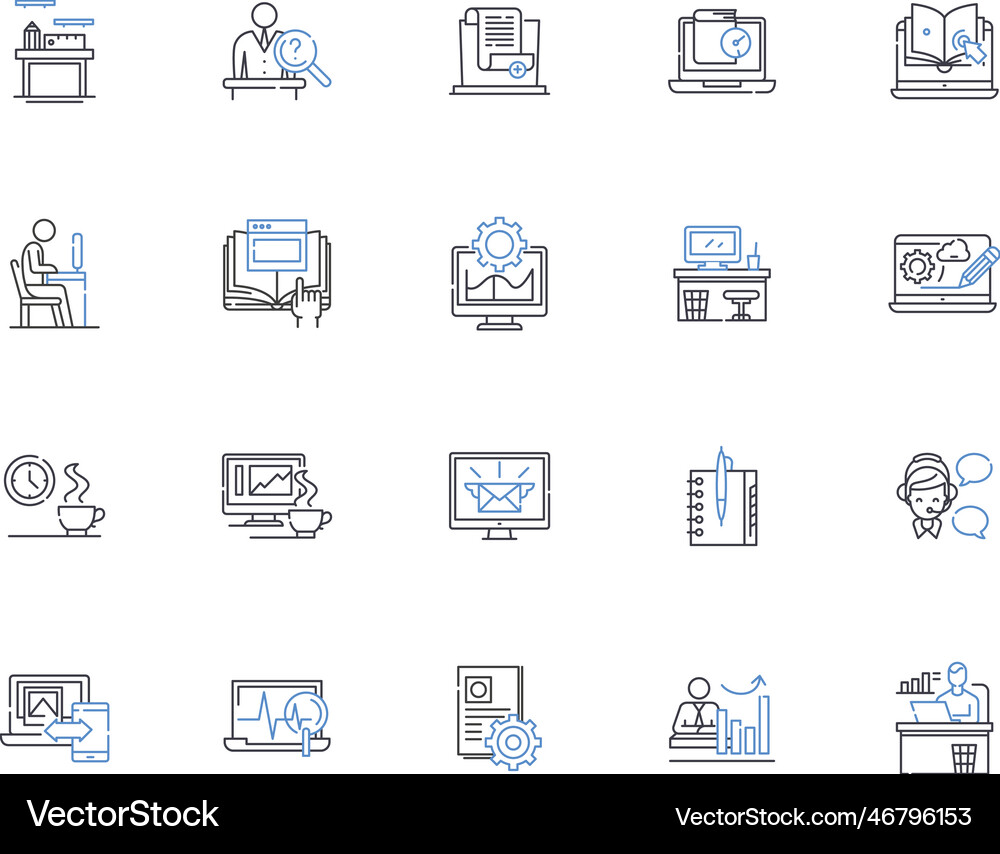 Conducting line icons collection baton symphony Vector Image