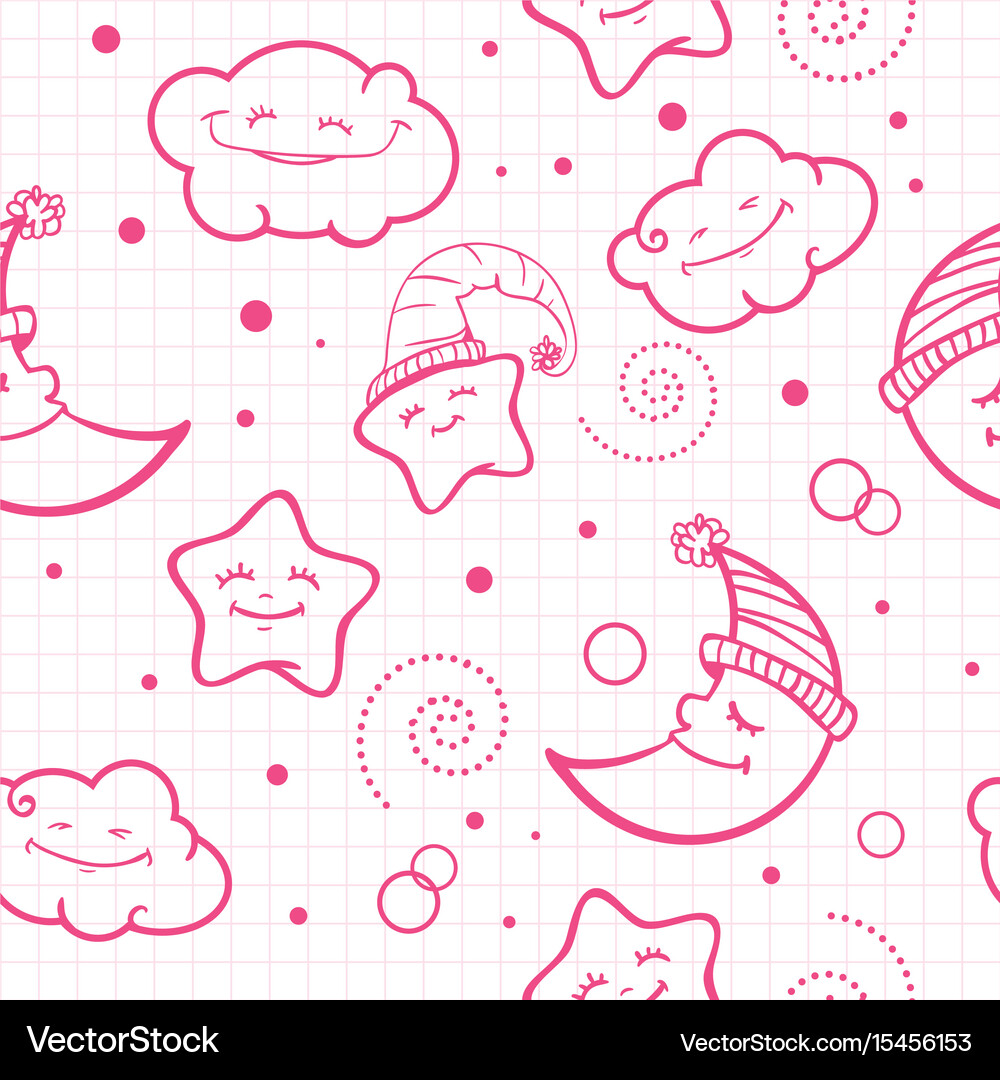 For baby pattern night moon and stars Royalty Free Vector