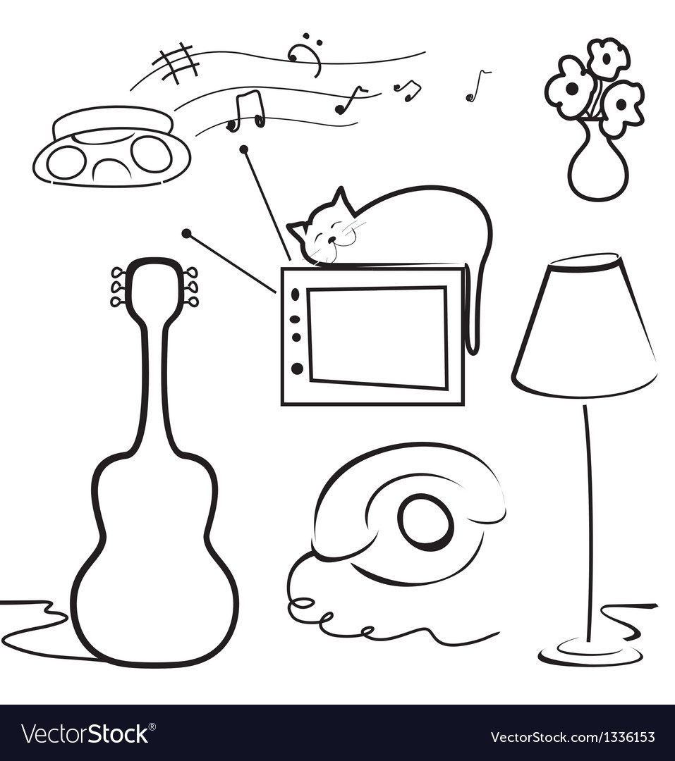 Interior objects Royalty Free Vector Image - VectorStock