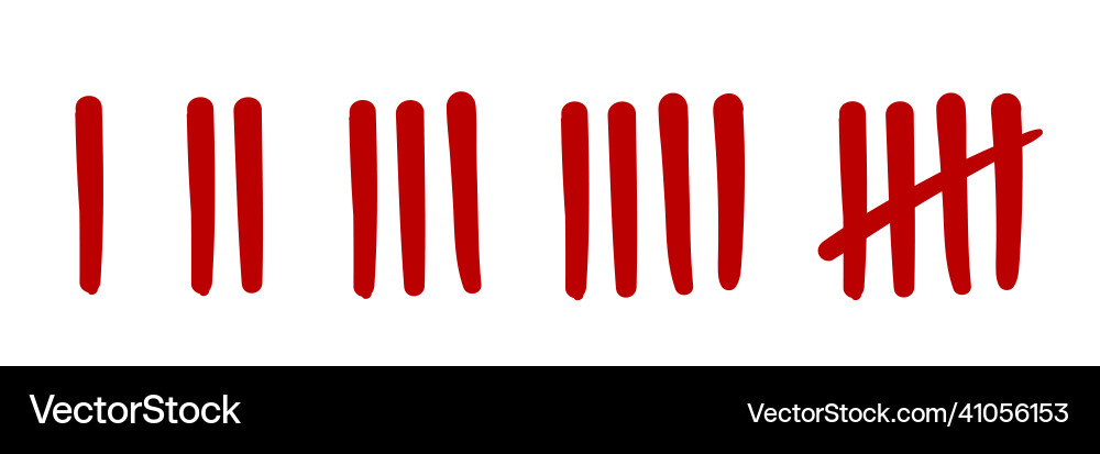 Red tally marks count or prison wall sticks lines Vector Image