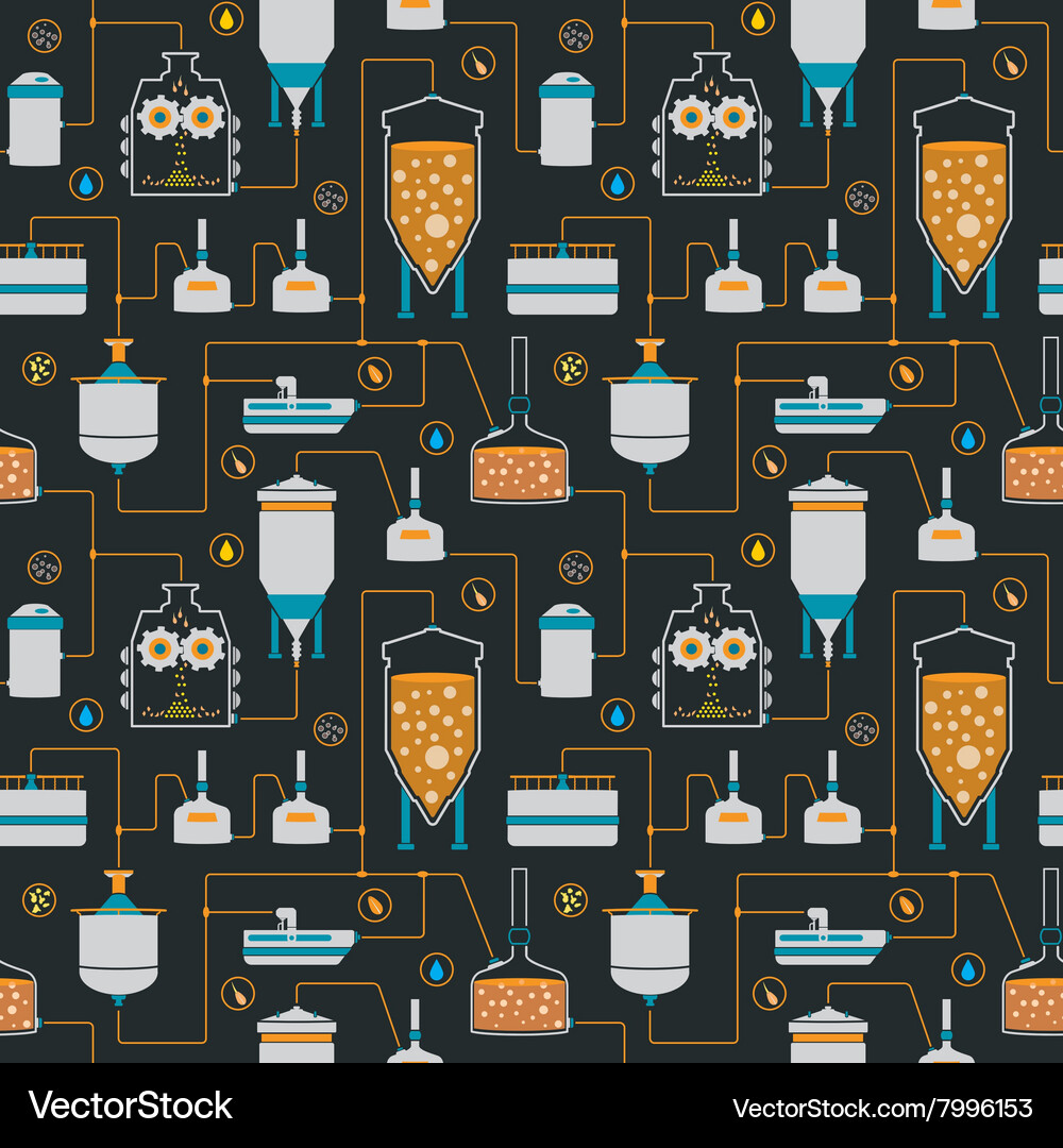 Seamless background with beer brewing process Vector Image