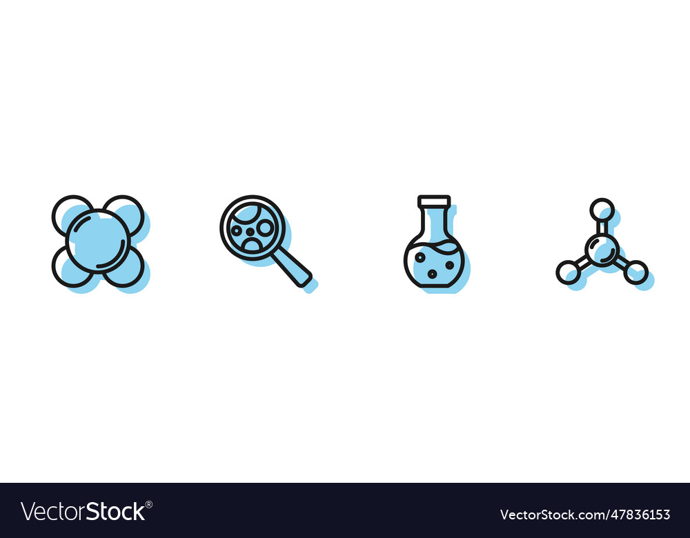 Set line test tube molecule microorganisms under Vector Image Set line test tube molecule microorganisms under Vector Image