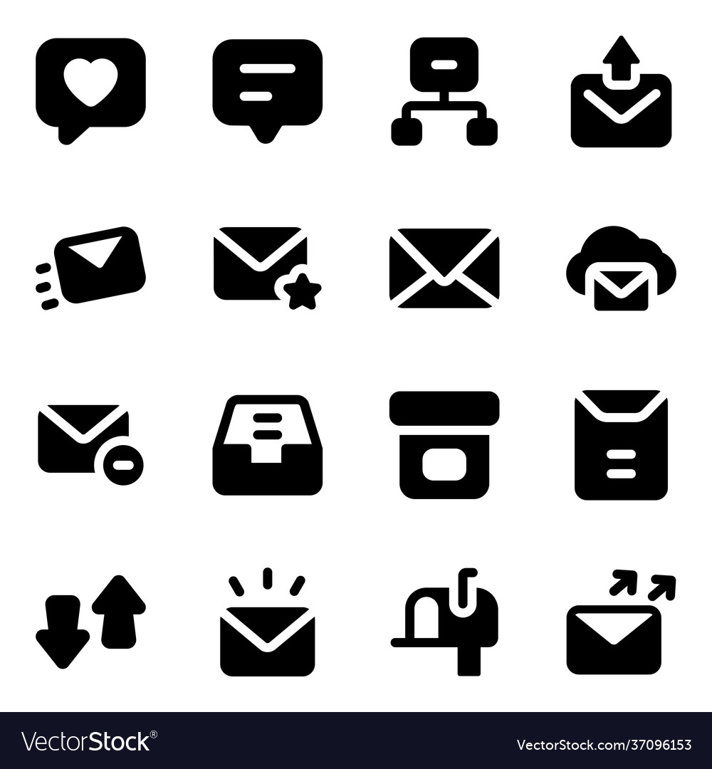 Set mailing solid icons Royalty Free Vector Image