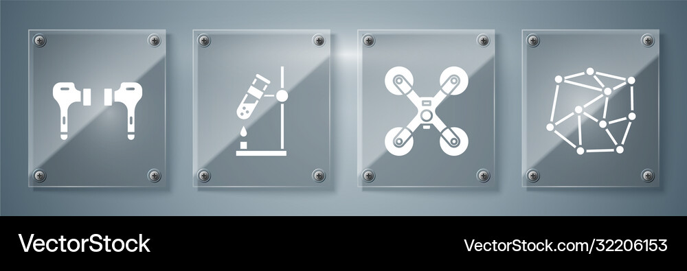 Set neural network drone flying test tube flask Vector Image