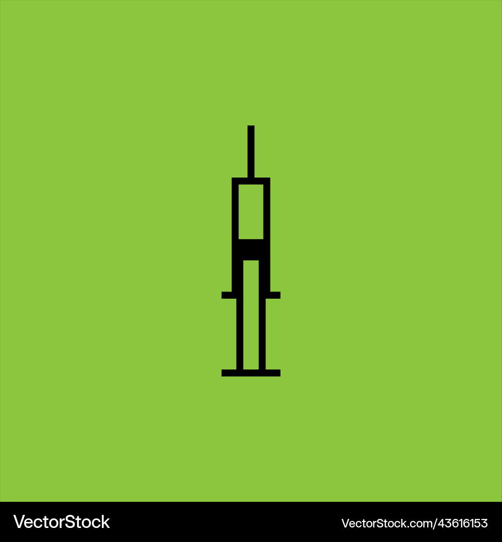 Syringe icon isolated on green background Vector Image
