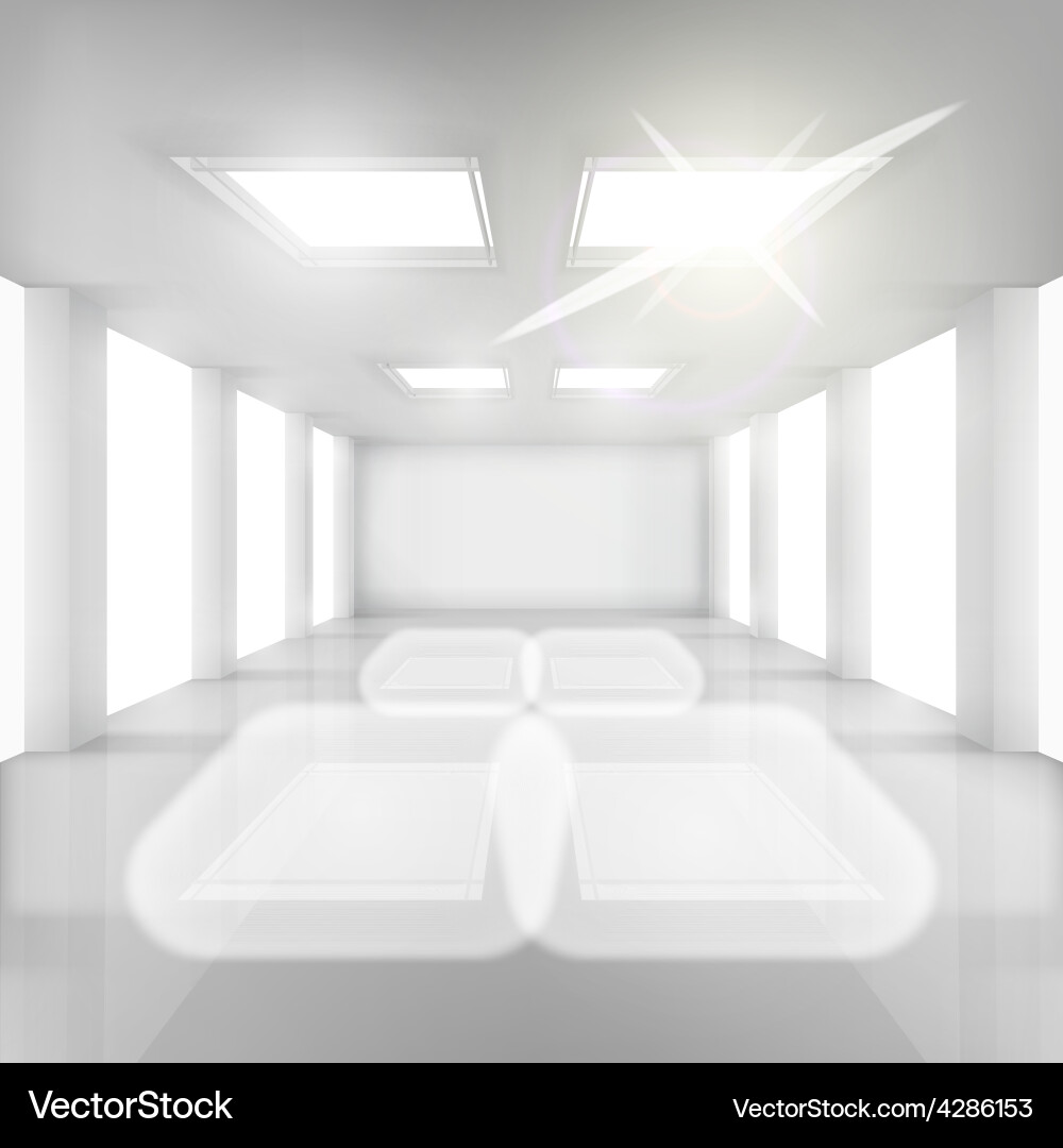 White room with windows in walls and ceiling Vector Image