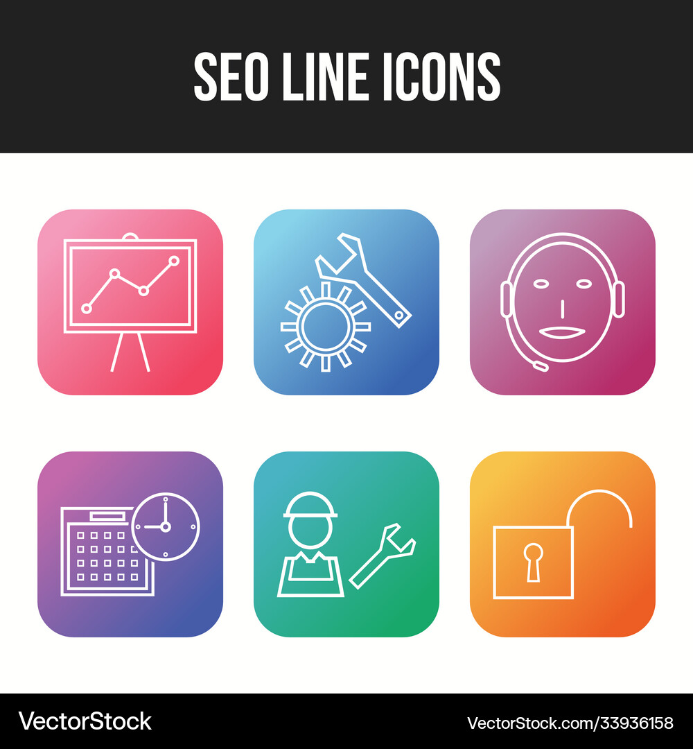6 unique icons in one set Royalty Free Vector Image