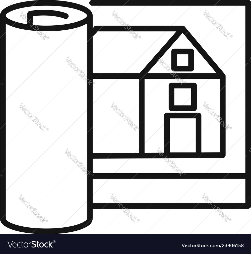 Architect House Project Icon Outline Style Vector Image