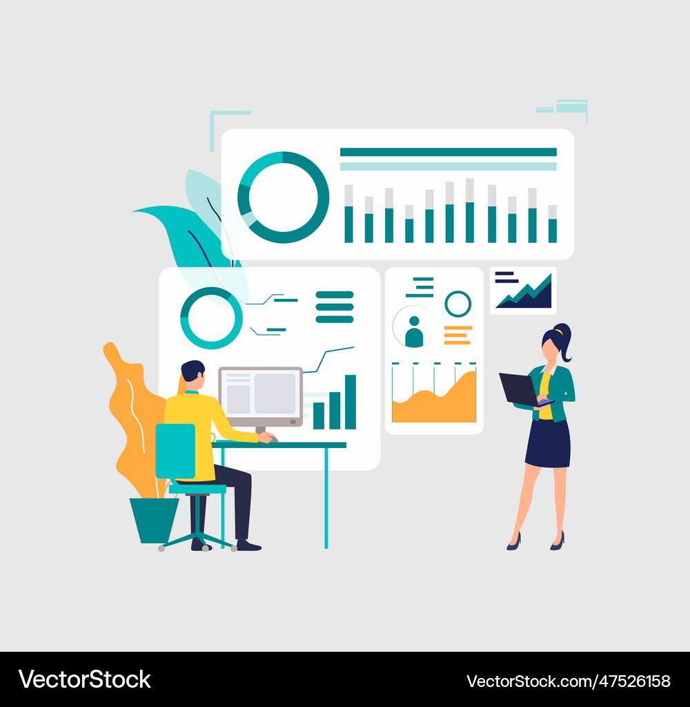 Business people analyzing financial charts Vector Image