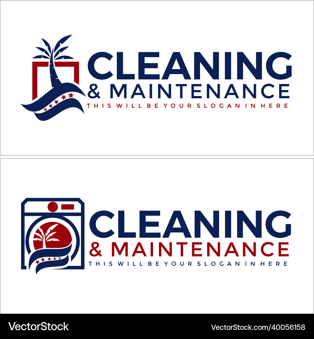 Cleaning service with washing machine laundry logo