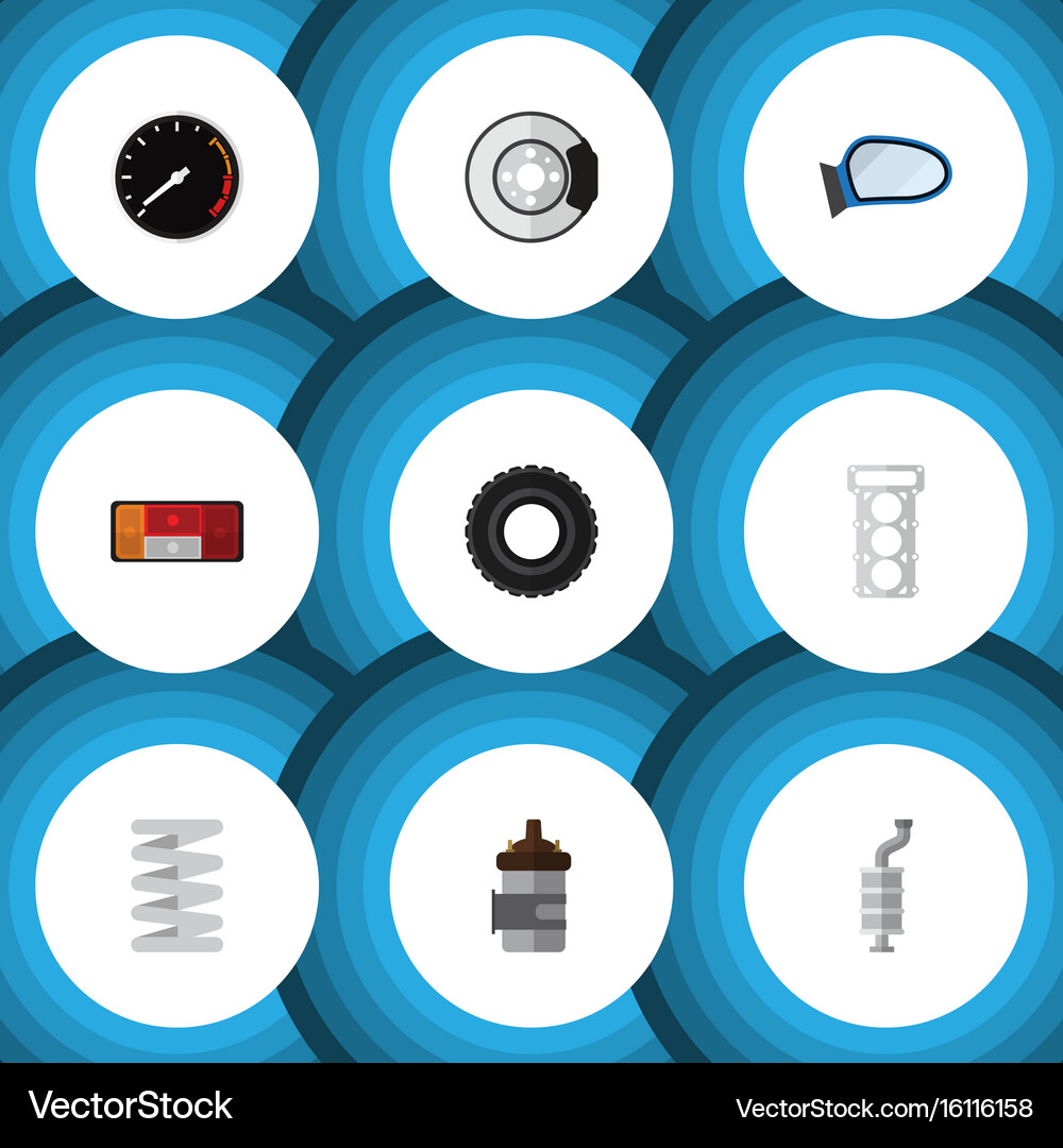 Flat icon auto set of headlight packing Royalty Free Vector