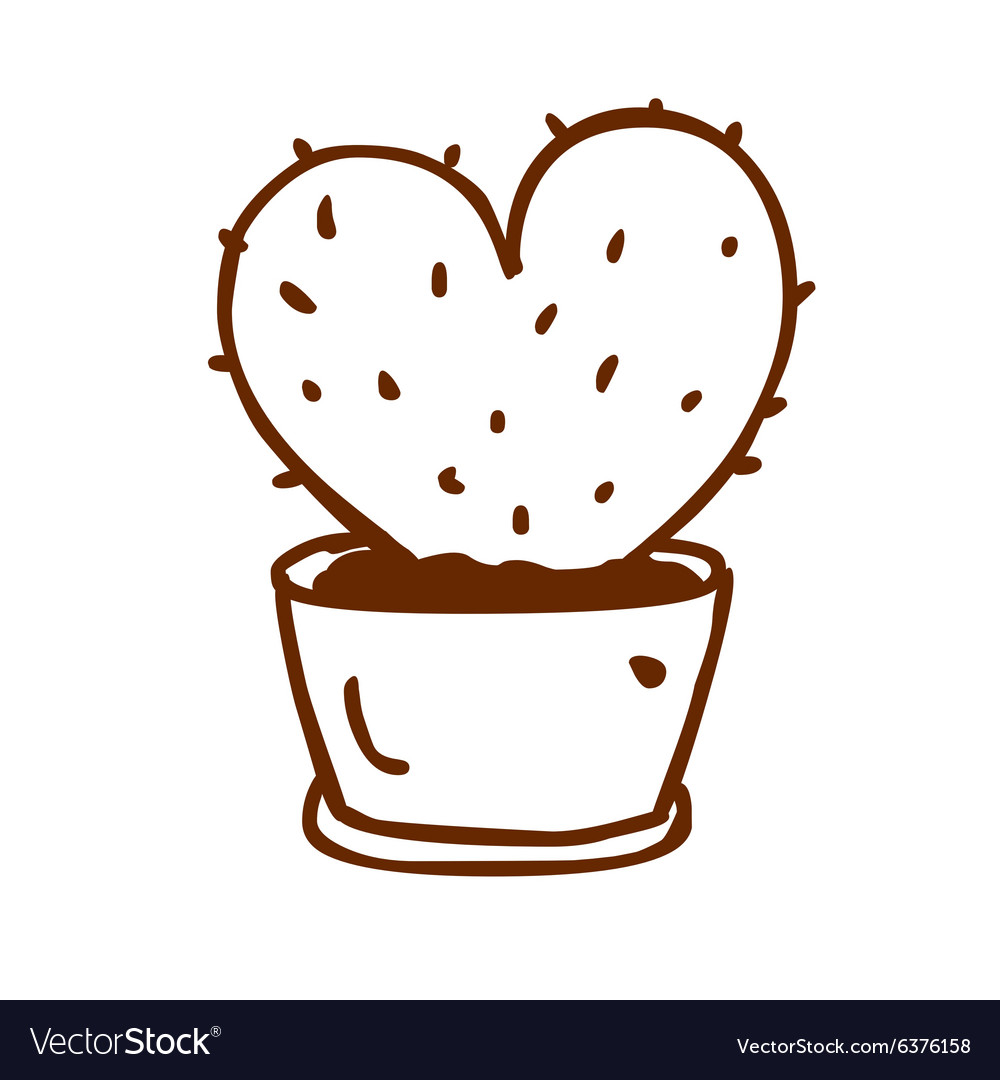 Hand drawn love heart cactus Royalty Free Vector Image