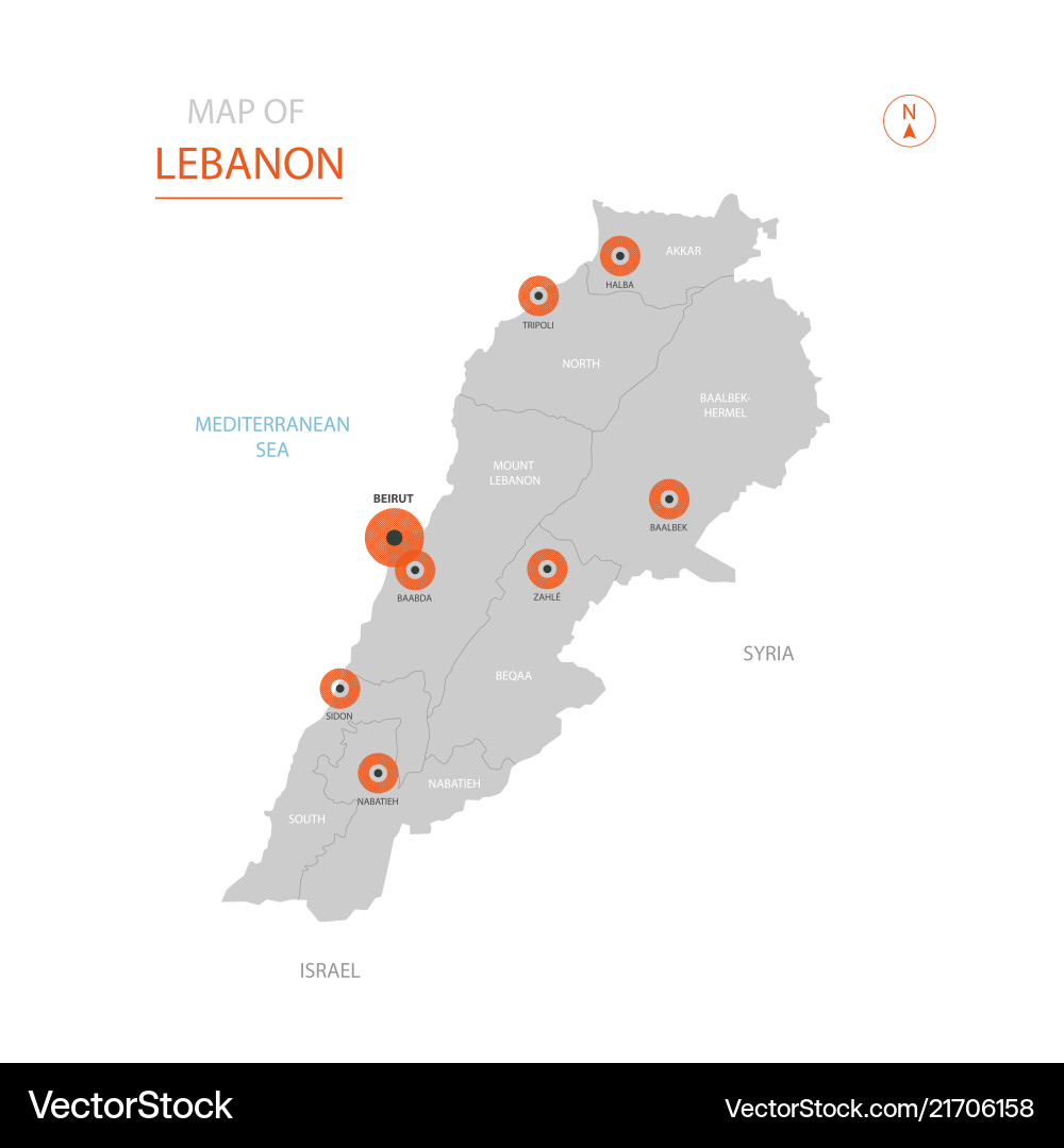 Lebanon map with administrative divisions Vector Image