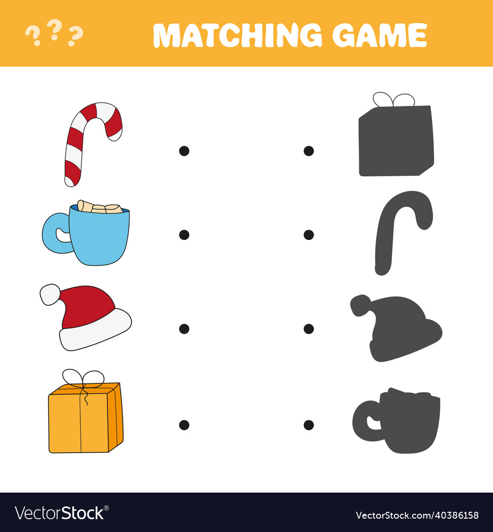 Matching game find the correct shadow of winter Vector Image