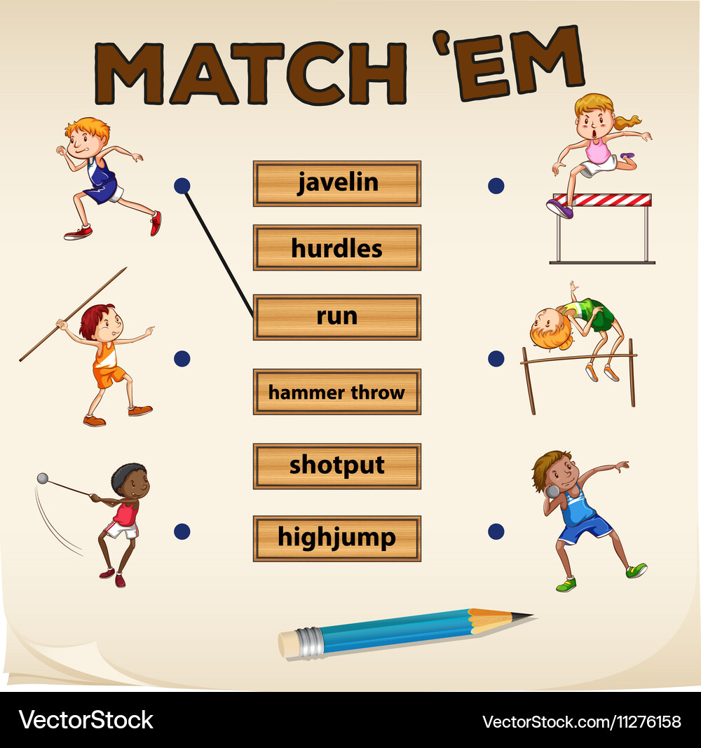 Matching game for sports Royalty Free Vector Image
