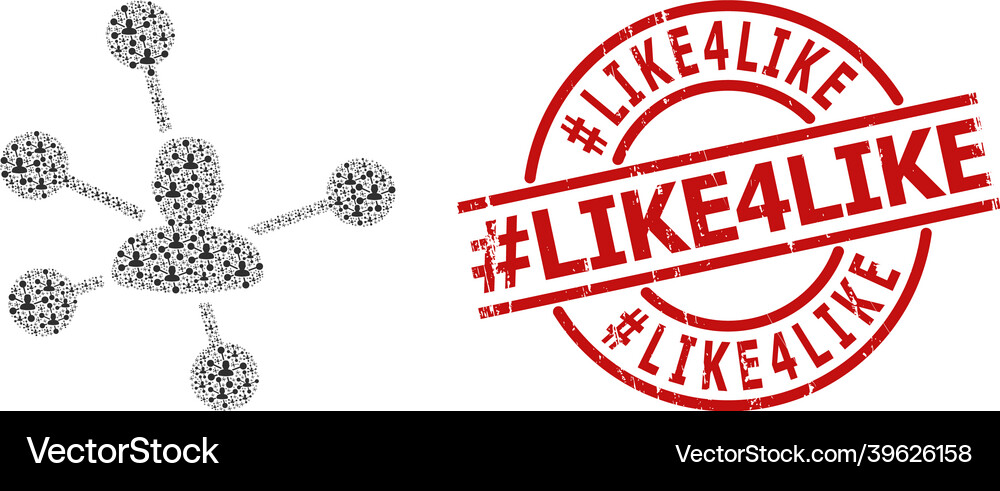 Social links icon recursive collage and textured Vector Image