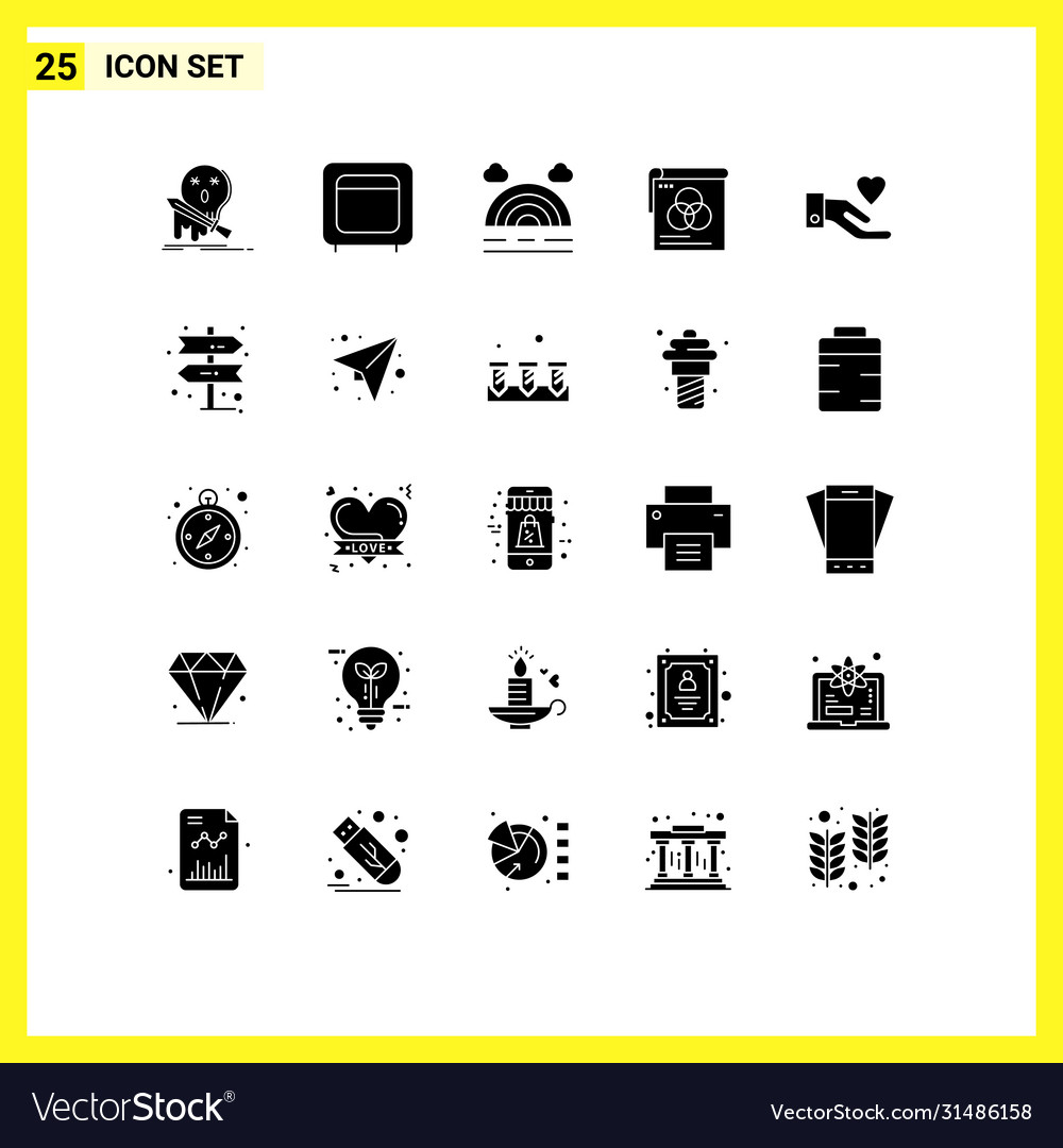 Stock icon pack 25 line signs and symbols for Vector Image