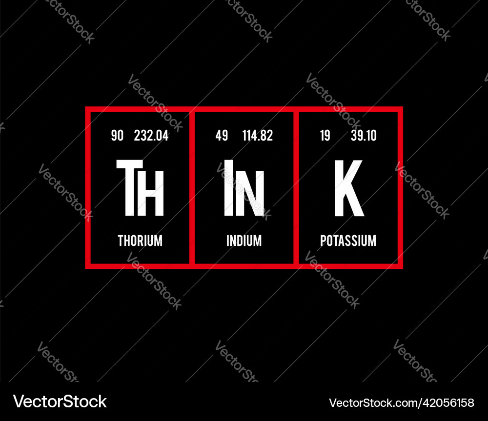 Think - periodic table of elements on black Vector Image