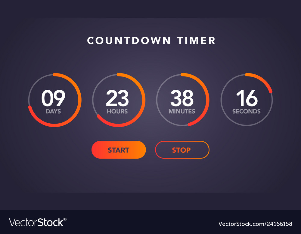 Website Element Flat Digital Clock Countdown Timer