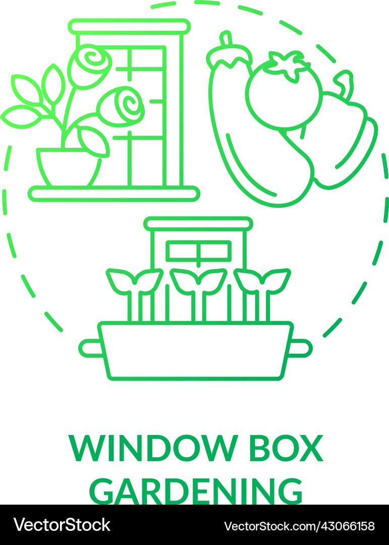 Window box gardening green gradient concept icon Vector Image