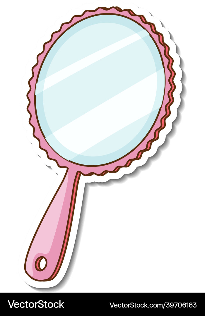 A sticker template of pink mirror with handle Vector Image