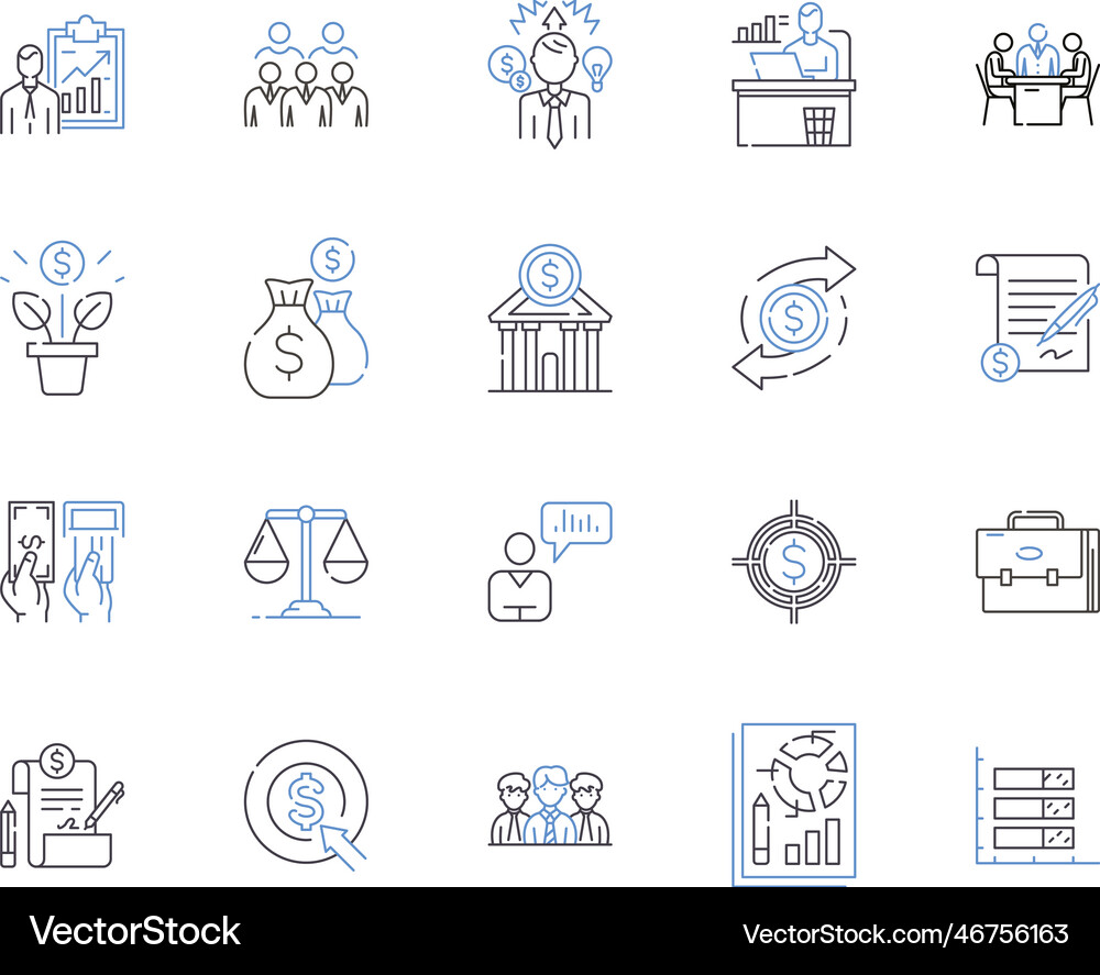 Accounting and documents outline icons collection Vector Image
