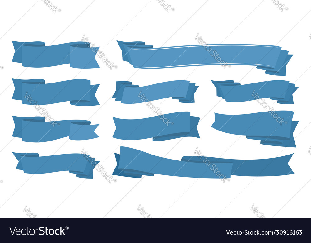 Blue ribbons set Royalty Free Vector Image - VectorStock