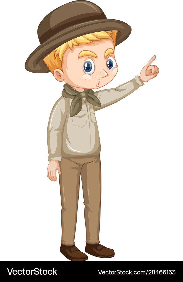 Boy in scout uniform on isolated background Vector Image