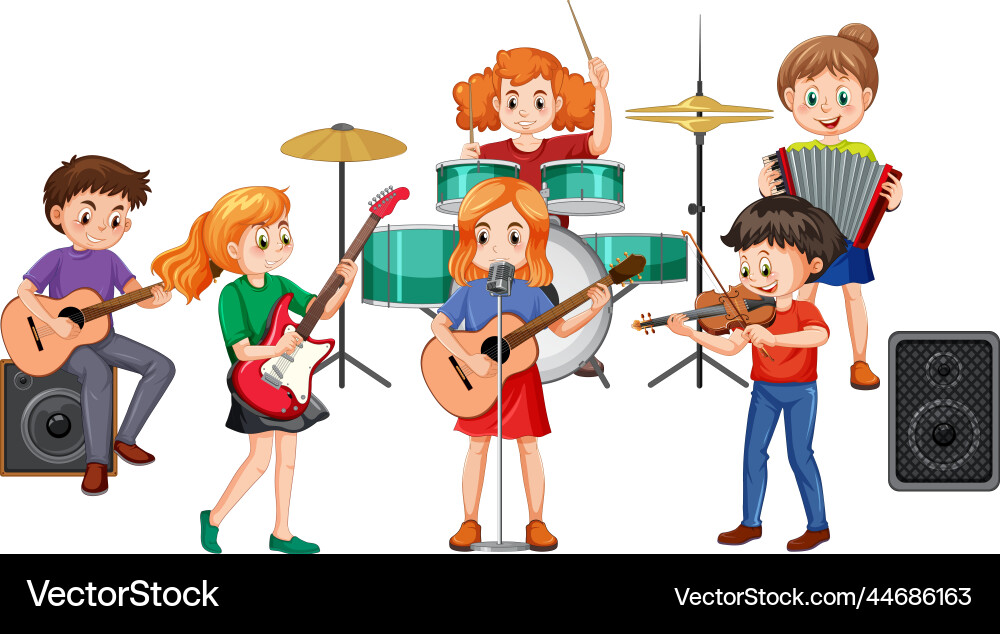 Children playing musical instrument Royalty Free Vector