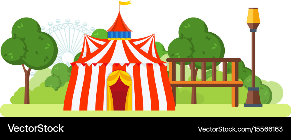 Circus building located in park and attractions Vector Image